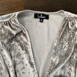 Lulus | Tops | Lulus Silver Grey Velvet Peplum Wrap Top | Poshmark